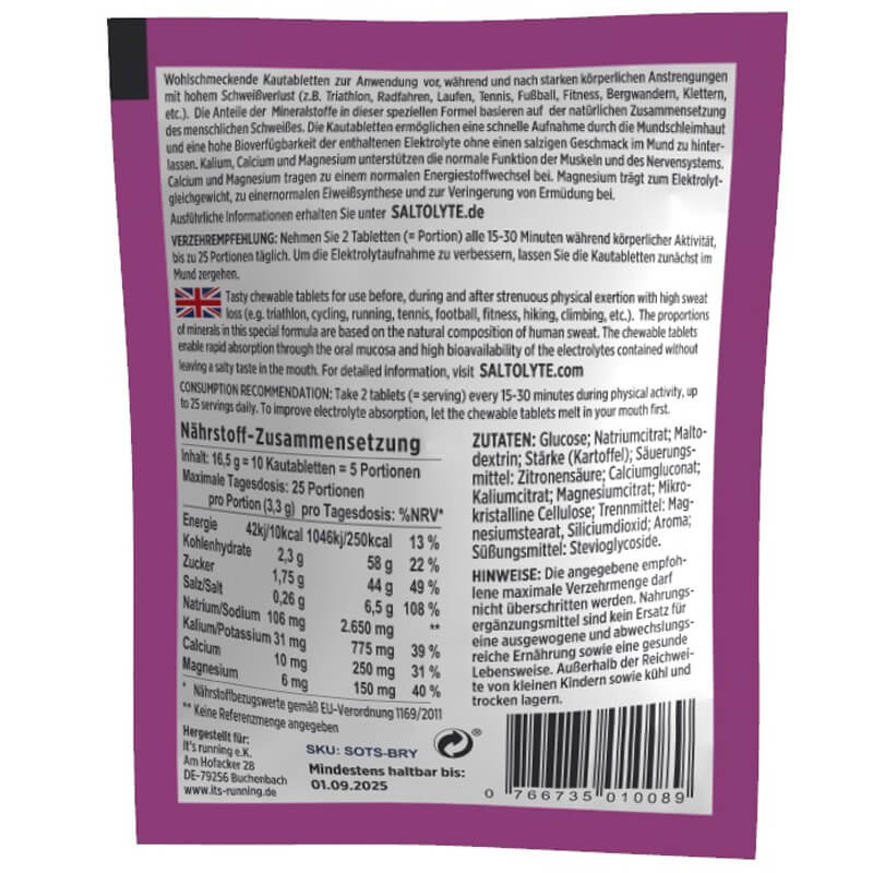 Tabletki do ssania Saltolyte - CHEWING TABLETS, owoce leśne - 10 szt ...